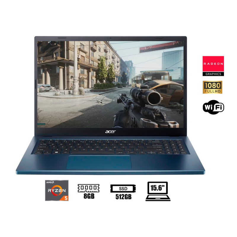 LAPTOP ACER ASPIRE 3 A315-24PT-R90Z AMD RYZEN™ 5 7520U /512GB SSD /RAM 8GB /15.6" FHD ...