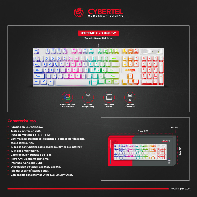 TECLADO CYBERTEL XTREME CYB K505W | MEMBRANA